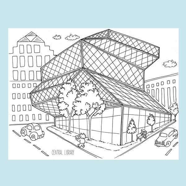 library coloring book for adults